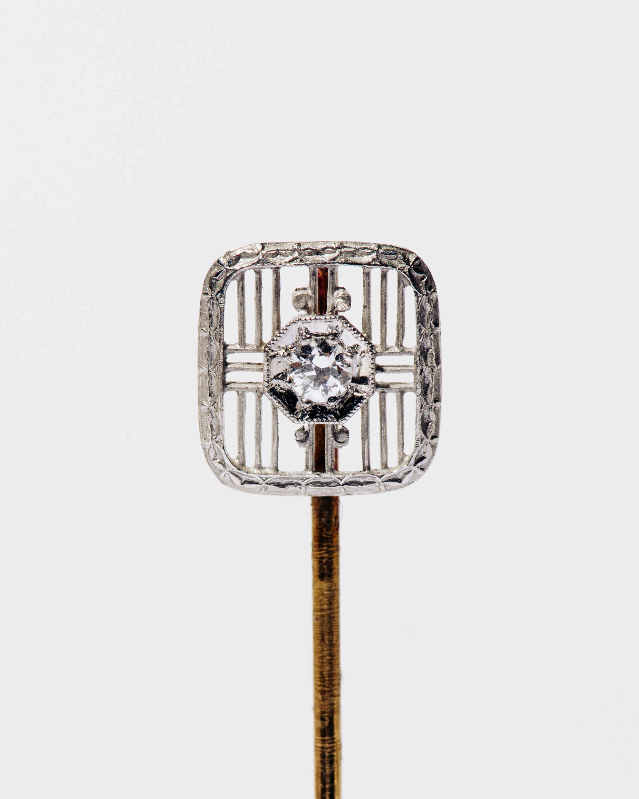 Art Deco Diamond Filigree Stick Pin